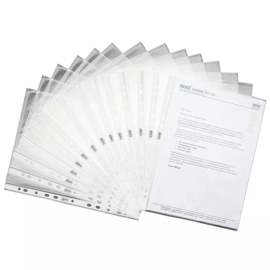 Solo Sheet Protectors SP 101 – Pack of 100 | A4 Size | Clear Transpare